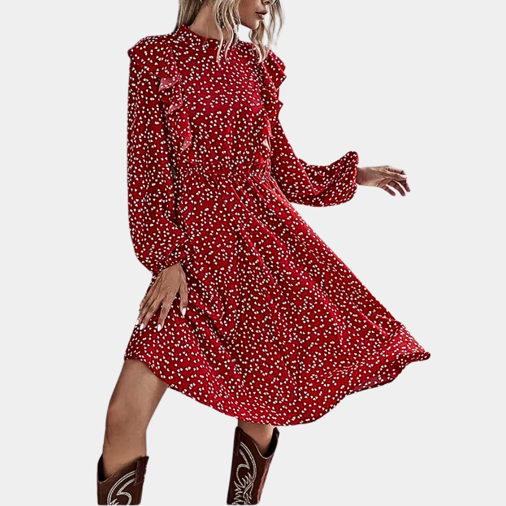 Stacy - Damekjole med heldekkende erme og volanger – Oslo Mote®